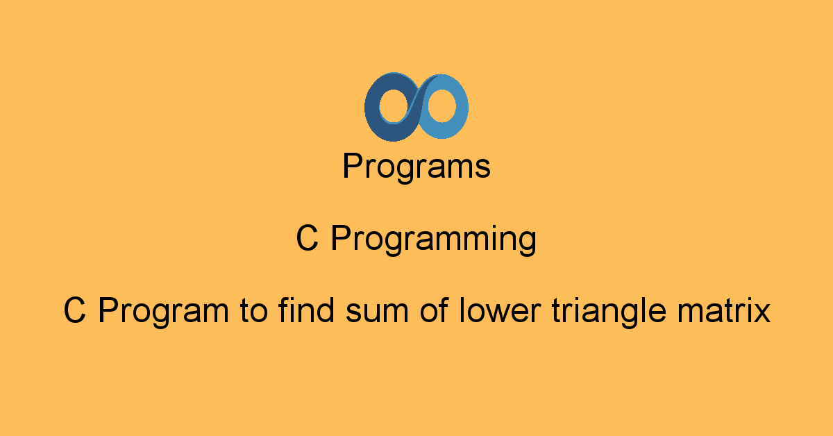 Oodlescoop C Programming Programs C Program To Find Sum Of Lower