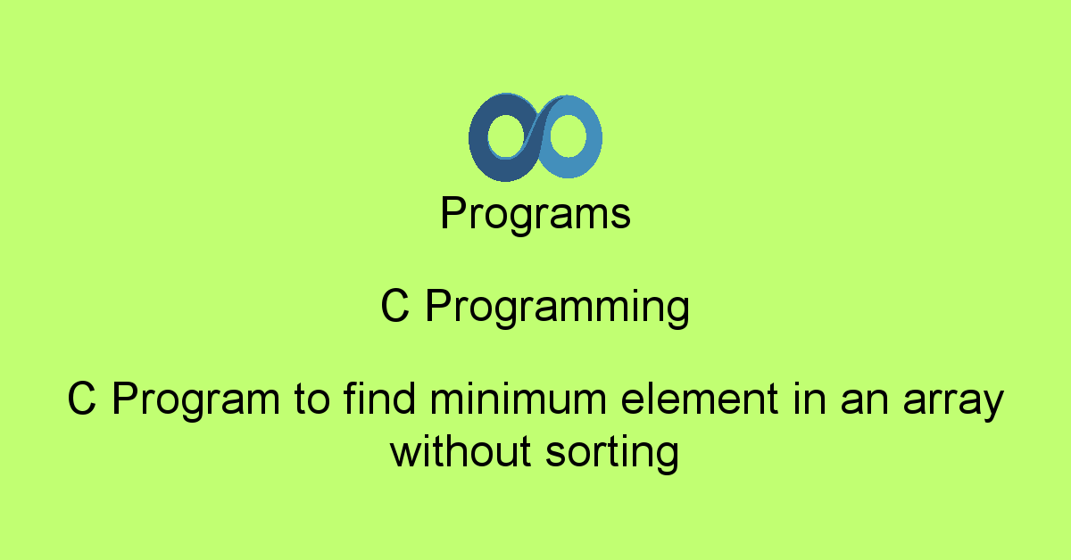 Programs C Programming : C Program to find minimum element in an array ...